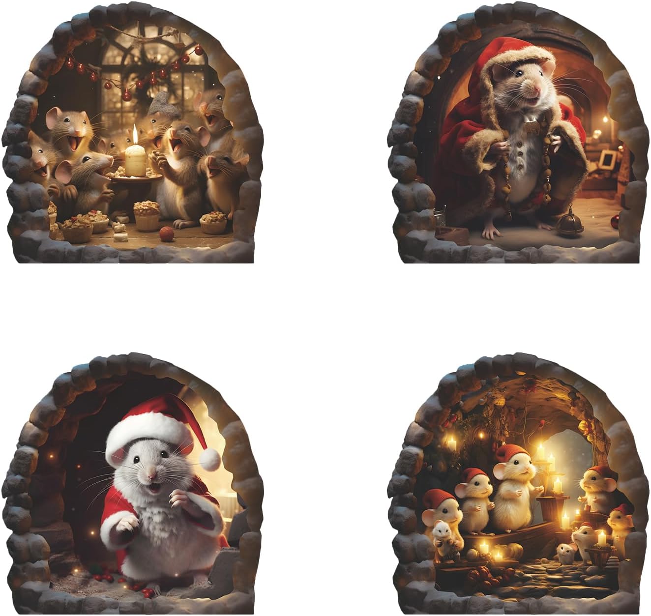 Amazon.com: 3D Mouse Hole Realistic Wall Stickers 4 Sheets Christmas ...