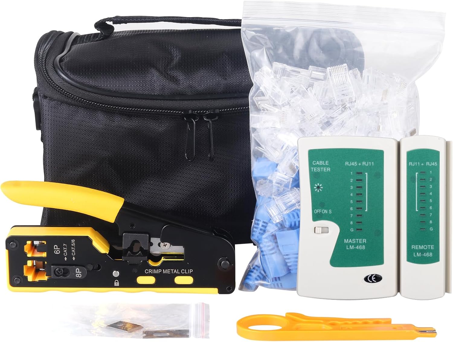 RJ45 Crimping Tool Kit Ethernet Crimp Tool Set, CAT5 Cat5e Cat6 Cat7 ...