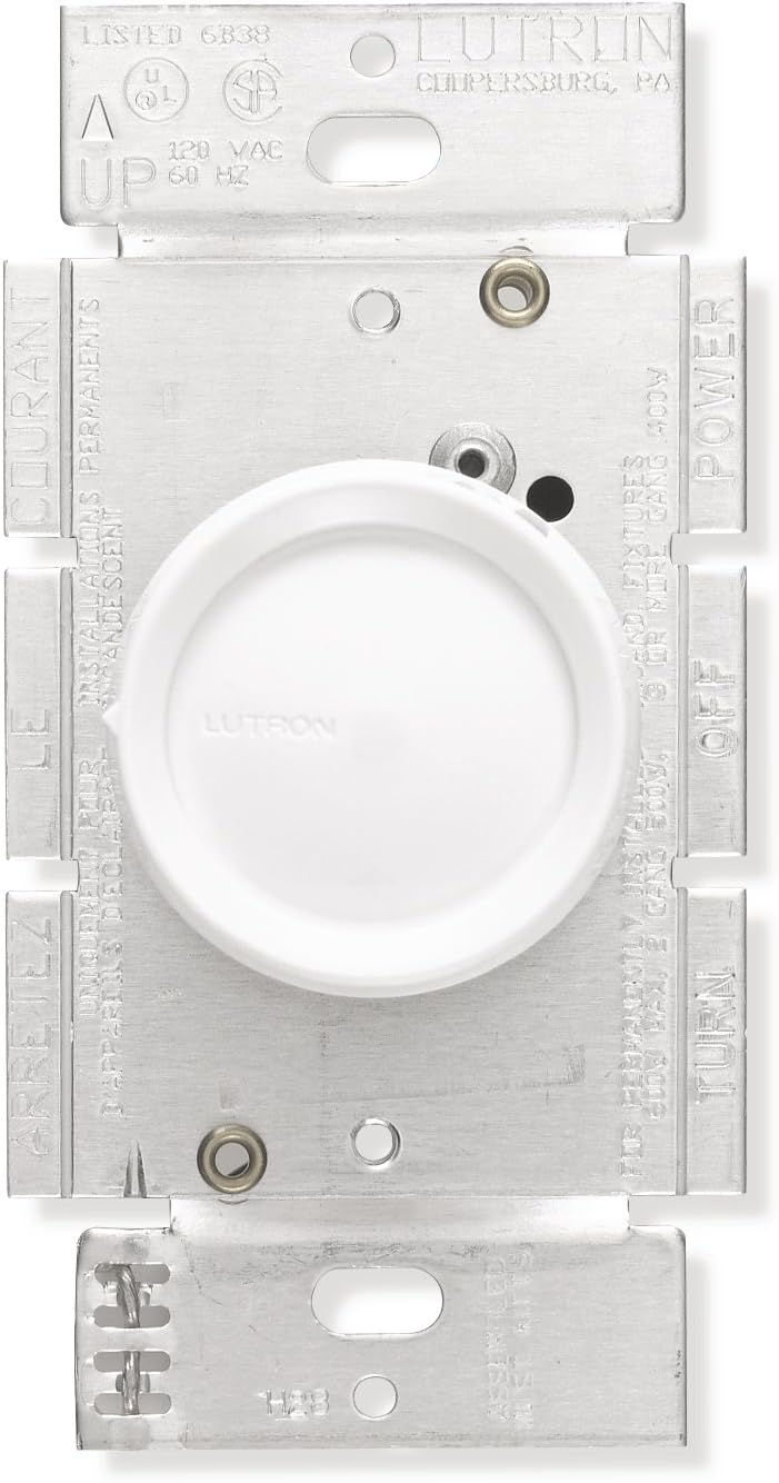 Lutron Rotary Turn-to-Off Dimmer for Incandescent Bulbs, 600-Watt ...