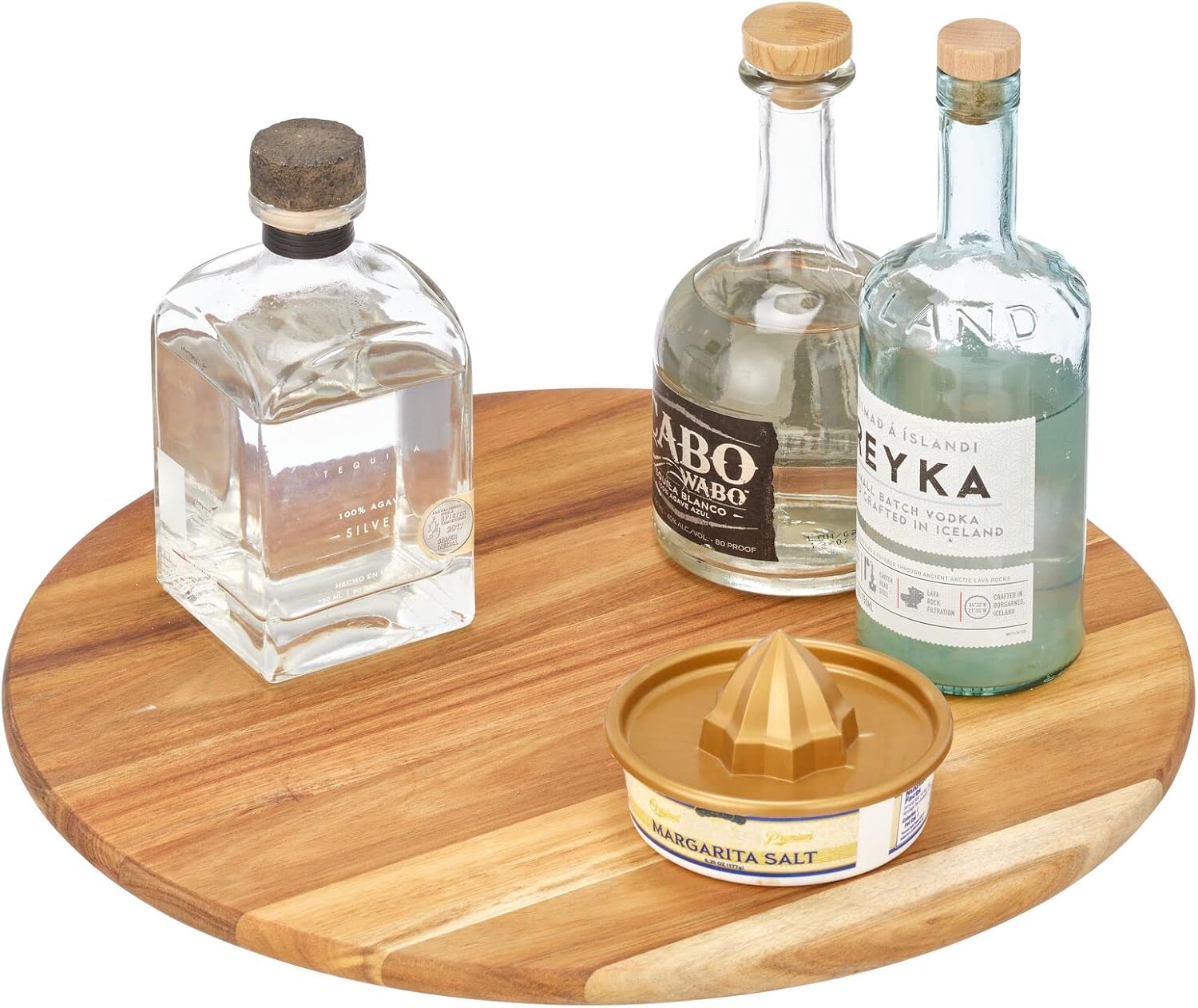 Buy mDesign Acacia Wood Lazy Susan Turntable Spinner for Kitchen ...