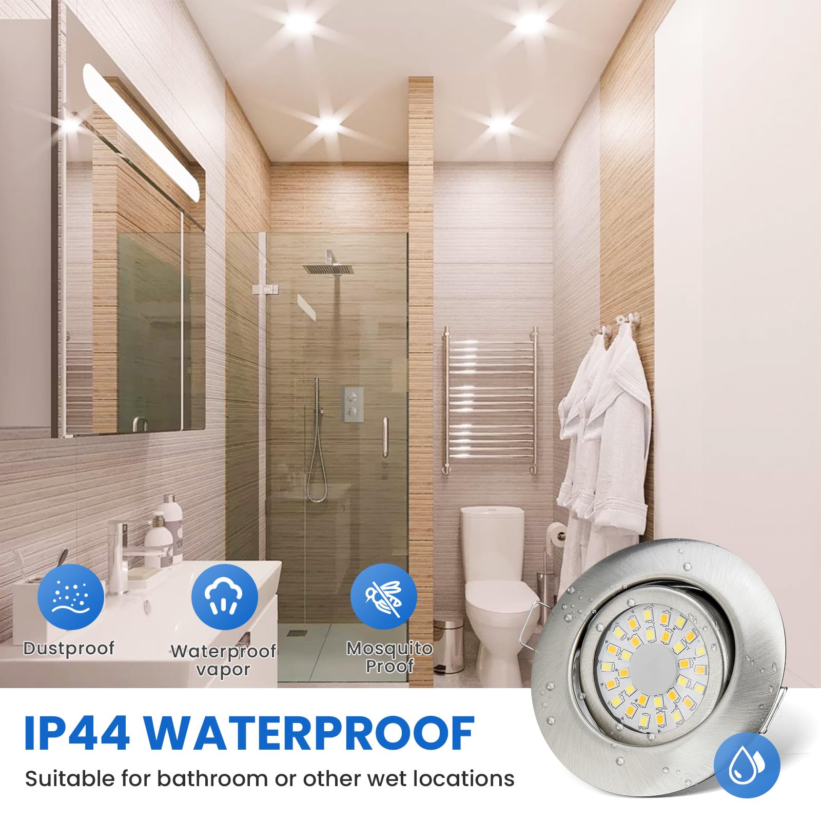 Led Bathroom Ceiling Spotlights Paolo IP44 LED Bathroom Flush Fittings
