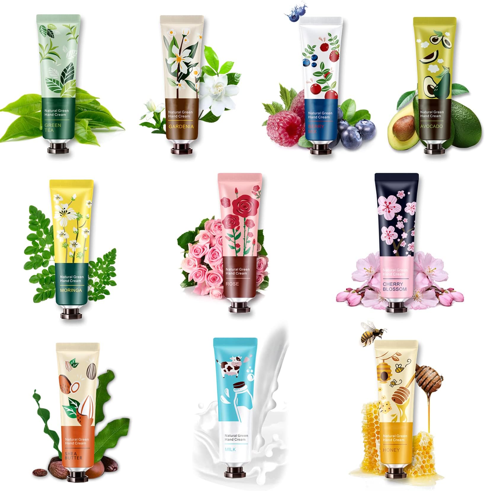 Amazon.com : 10 Pack Natural Botanical Fragrance Hand Cream Travel Gift ...