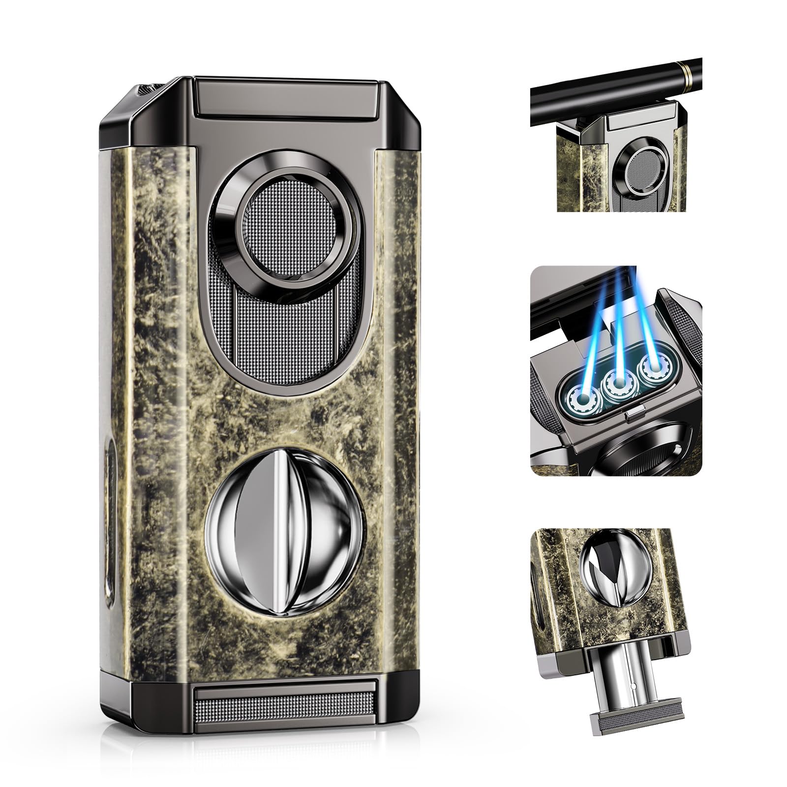 Amazon.com: Triple Torch Lighter with Cutter, Built-in Holder, Ideal ...