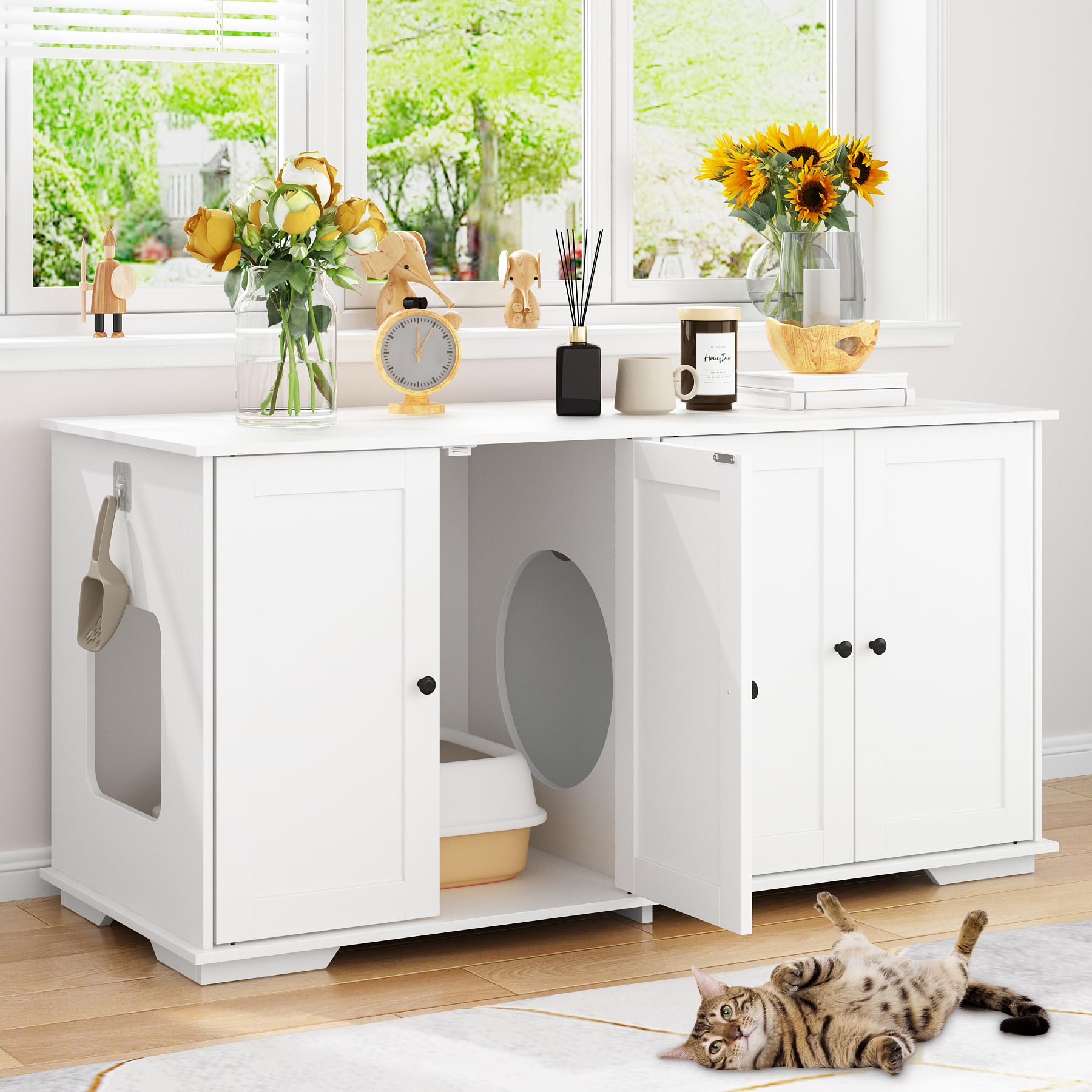 Cat Box Furniture Plans Amazon.com: MOOLIVE Cat Litter Box Enclosure,