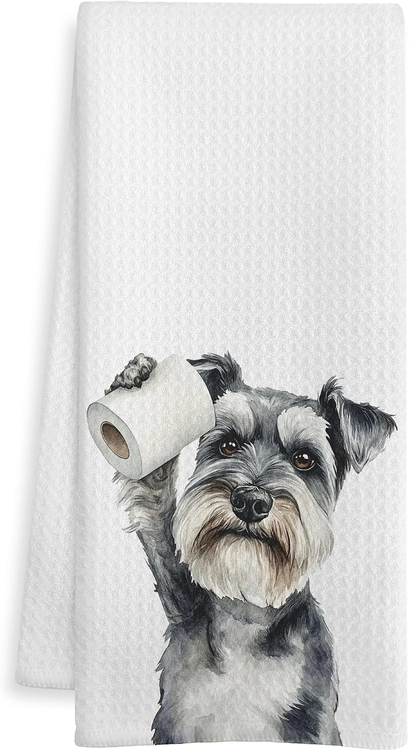 Amazon.com: WOTYPU Funny Schnauzer Gifts Bathroom Hand Towels ...
