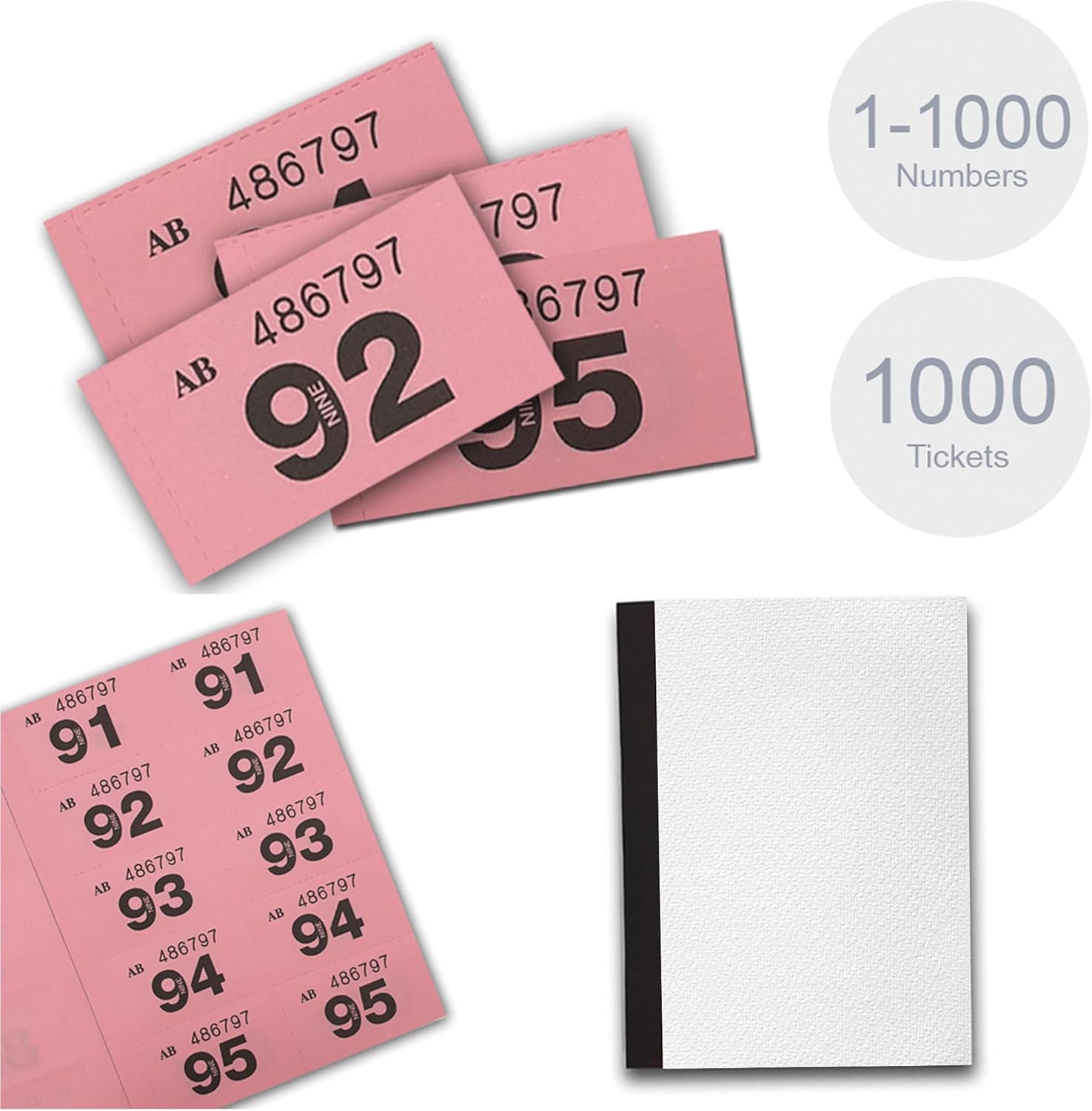 Book of Cloakroom and Raffle Tickets – Pink Paper- Security Numbered 1 ...