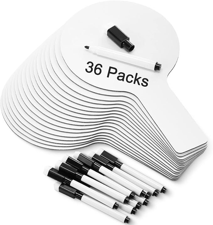 Amazon.com : 5x9 Inch Answer Dry Erase Paddles and Black Marker Set ...