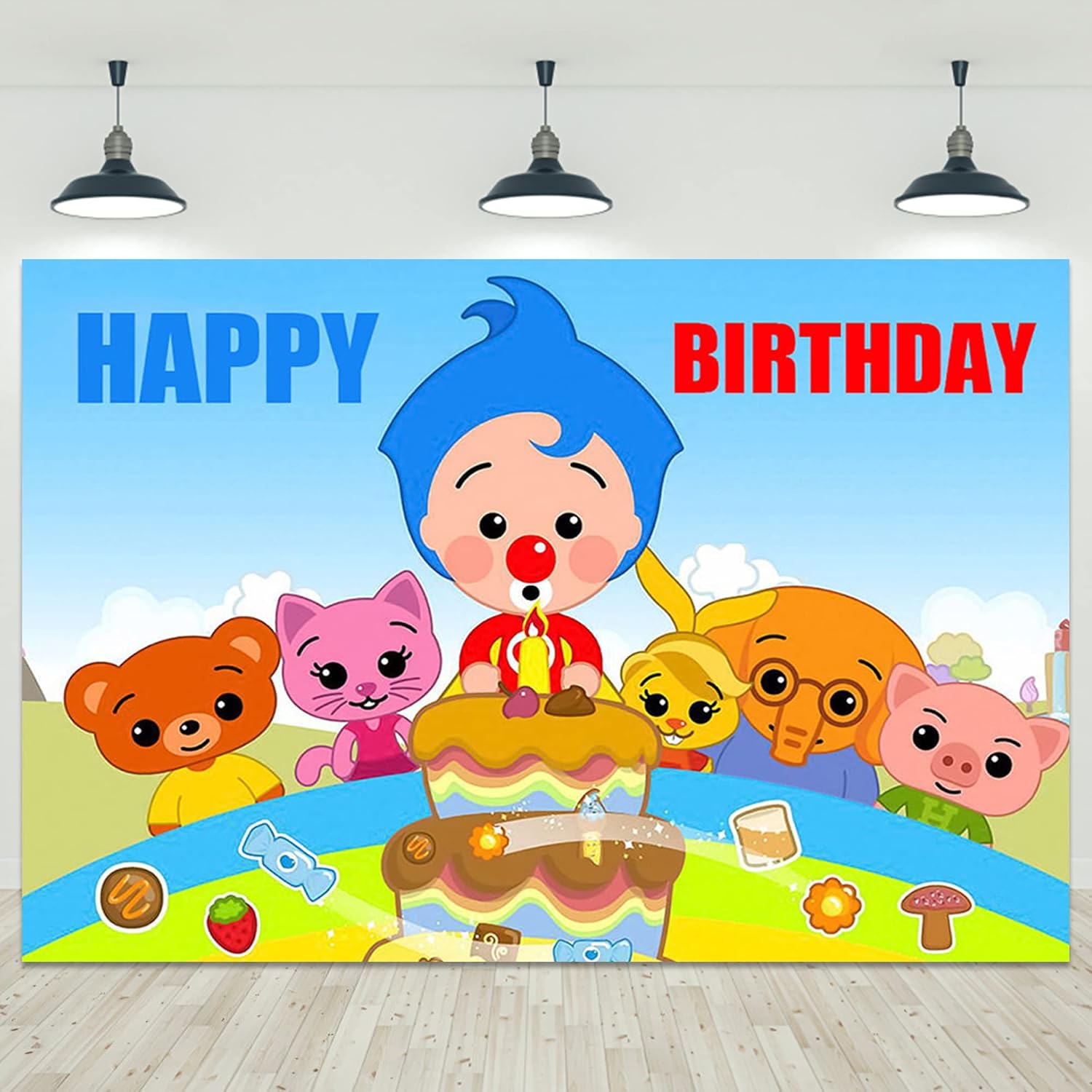 Plim_Plim Backdrop 5*3FT, Plim_Plim Cartoon Theme Party Supplies, Magic ...