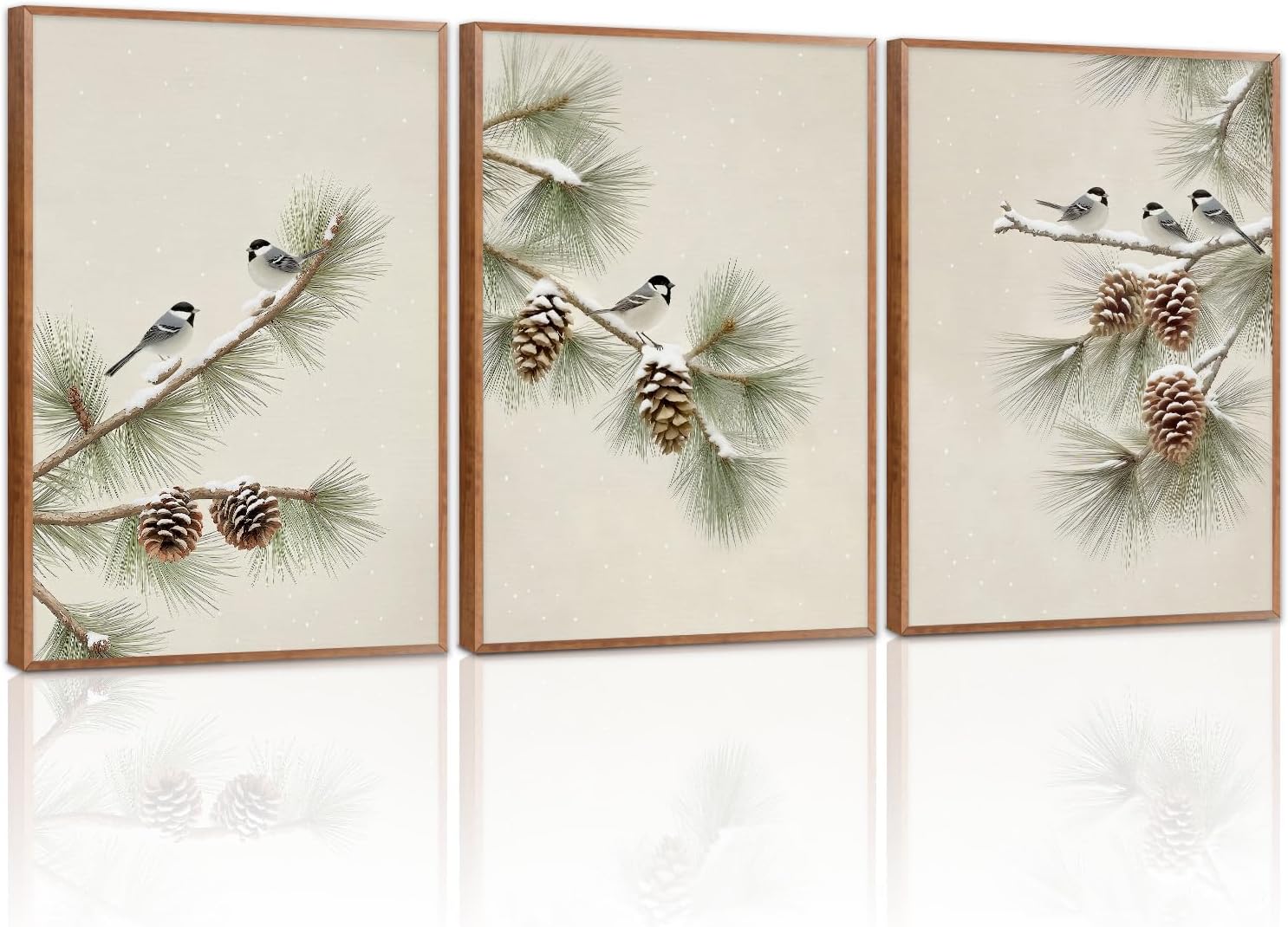 Amazon.com: LHIUEM Cottagecore Winter Birds Canvas Wall Art Snow Bird ...