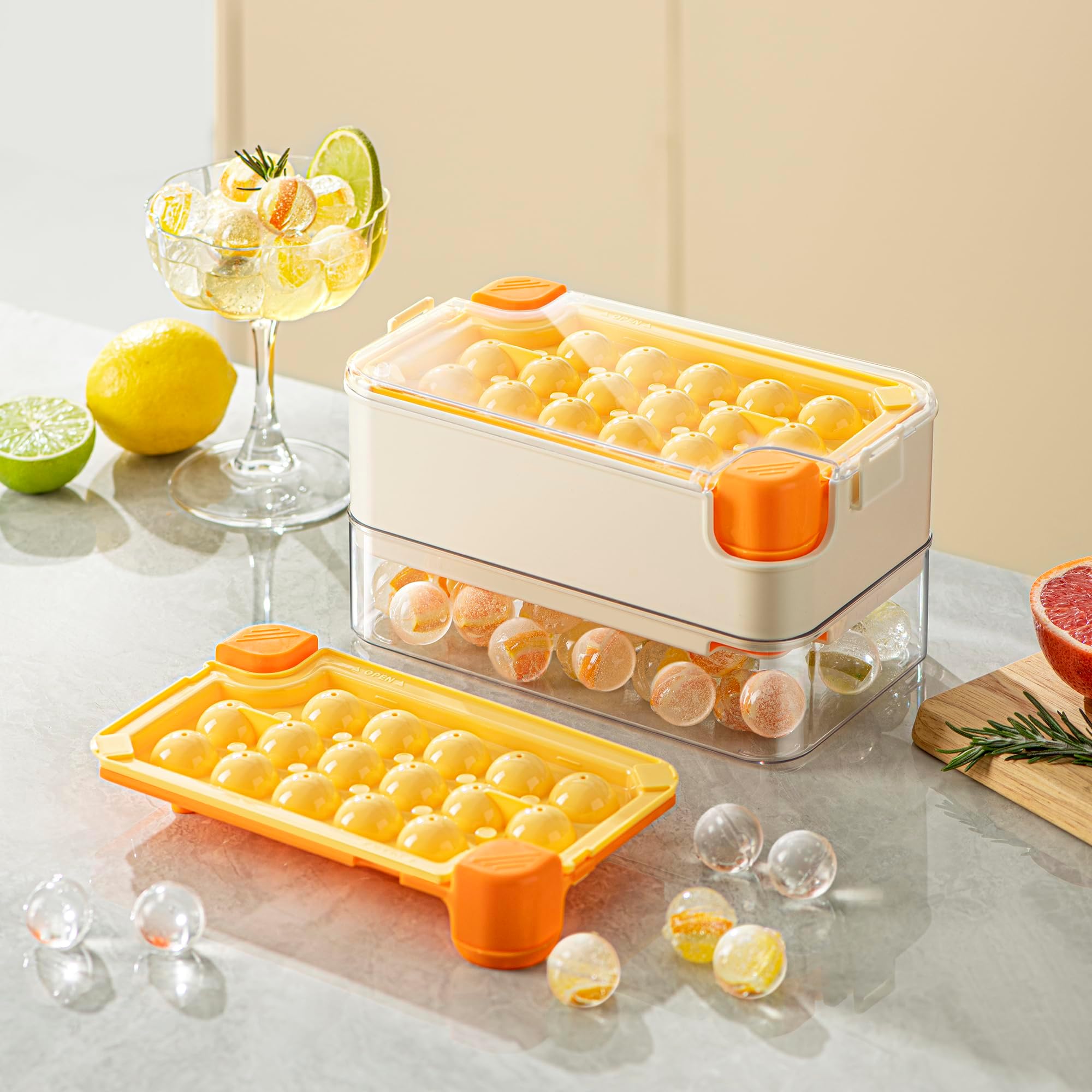 Amazon.com: Ice Cube Tray for Freezer with Lid and Bin, Large Capacity ...