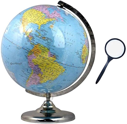 GeoKraft Educational 13 Inches Height,10 Inch Diameter Metal Base Globe ...