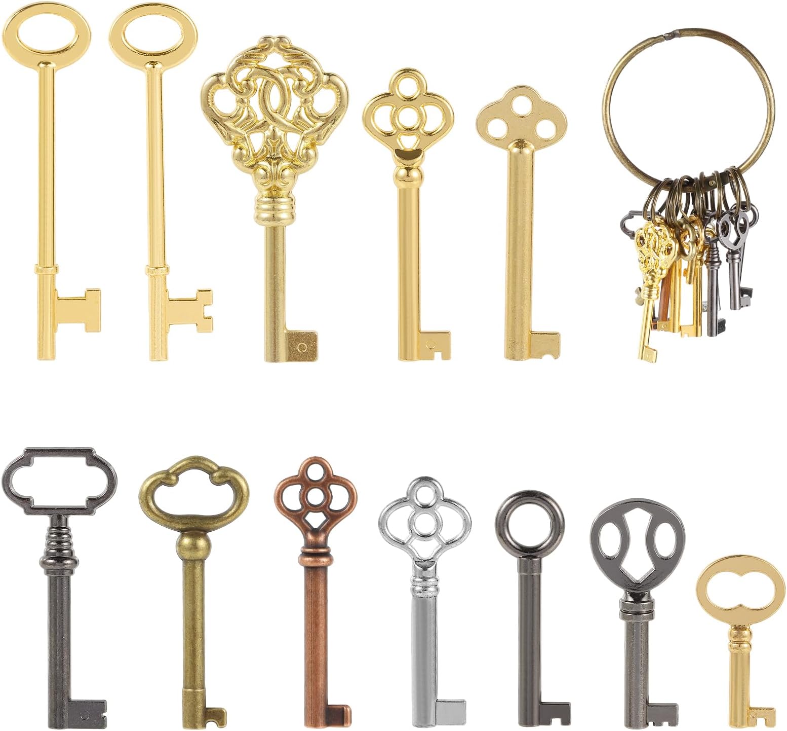 12PCS Hollow Barrel Skeleton Key, Universal Skeleton Key, Decorative ...