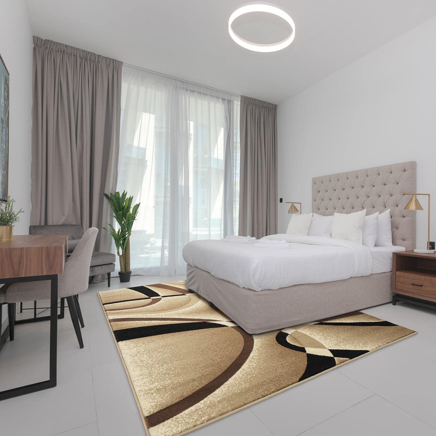 Persian Area Rugs 2305 Beige Modern Abstract Area Rug / 4 x 5