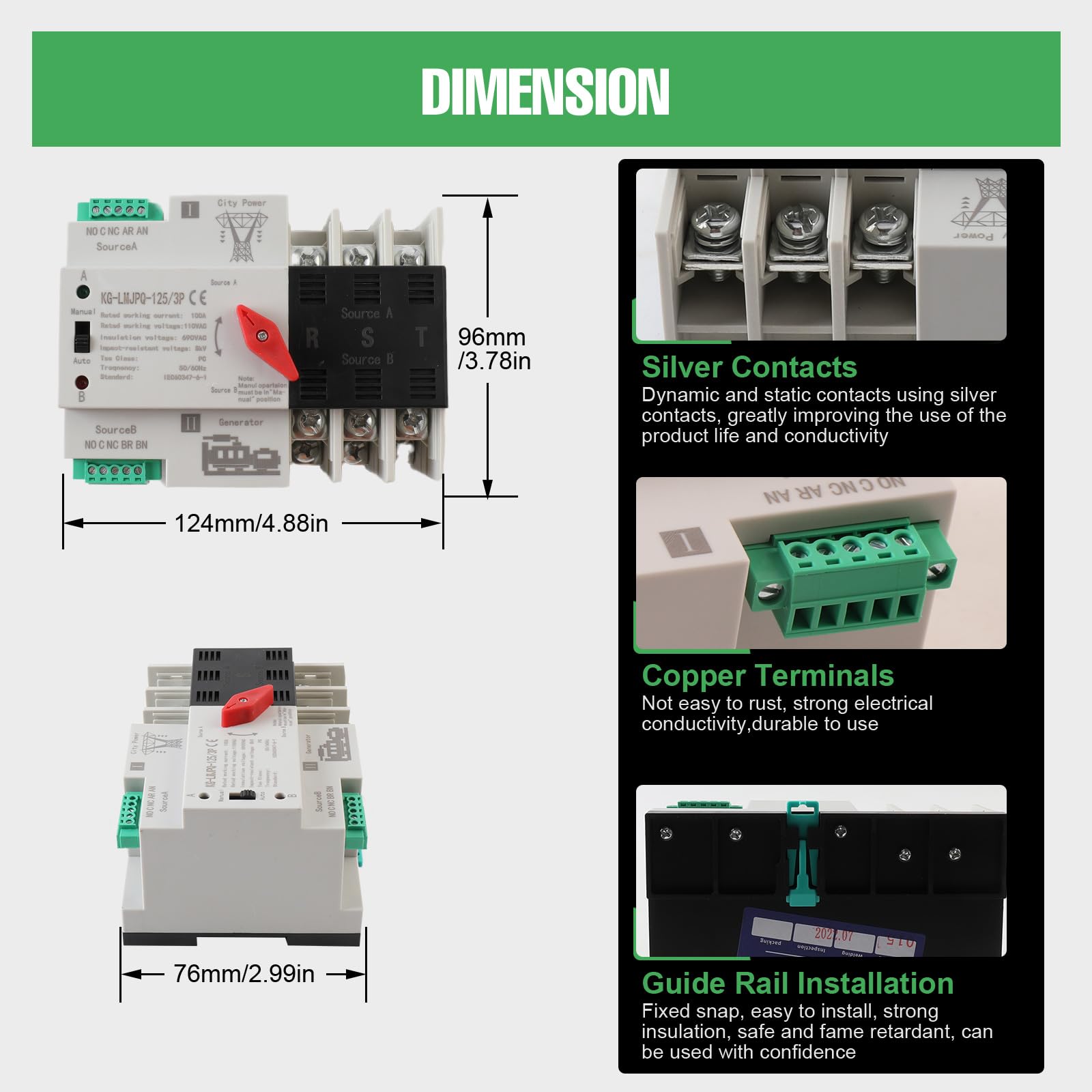 Snapklik.com : 3P 100A Dual Power Automatic Transfer Switch 110V ...