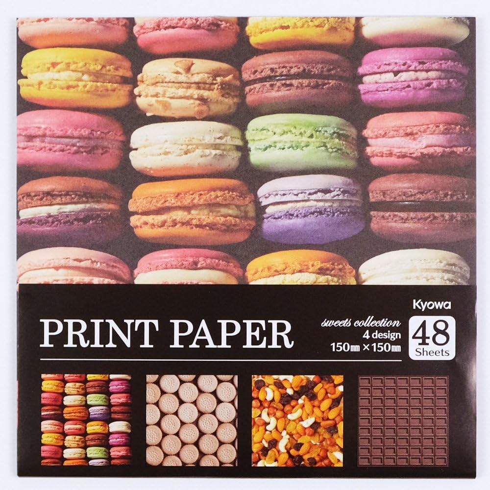 Amazon.com: PRINT PAPER, sweets collection 4 design, 150mm × 150mm, 48 ...