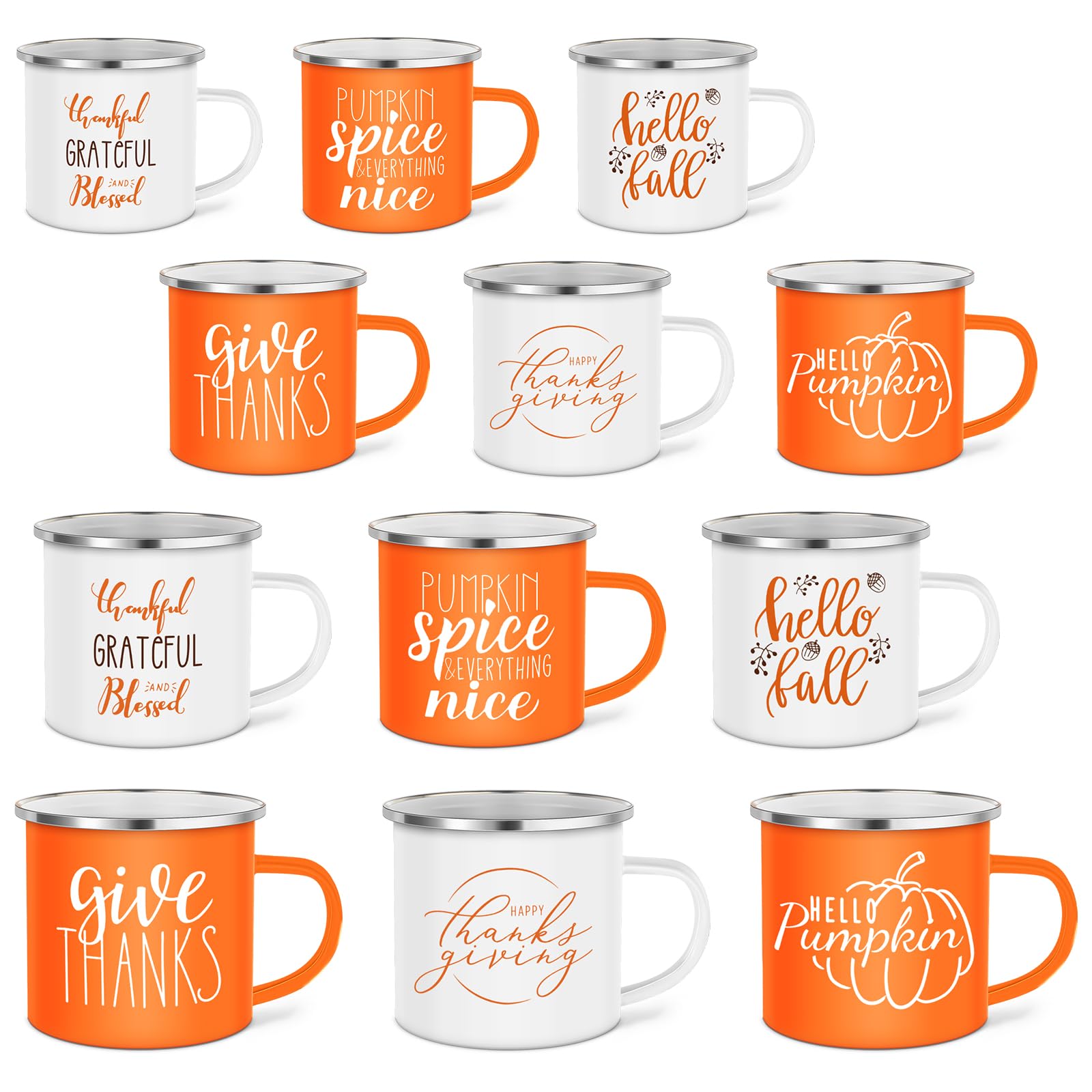 Fall Coffee Mugs 12 oz Thanksgiving Enamel Mug Autumn Coffee Mug ...