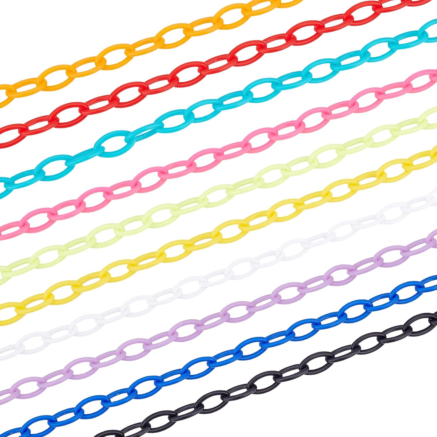 Amazon.com: PH PandaHall 40 Strand Acrylic Cable Chains 10 Colors Oval ...