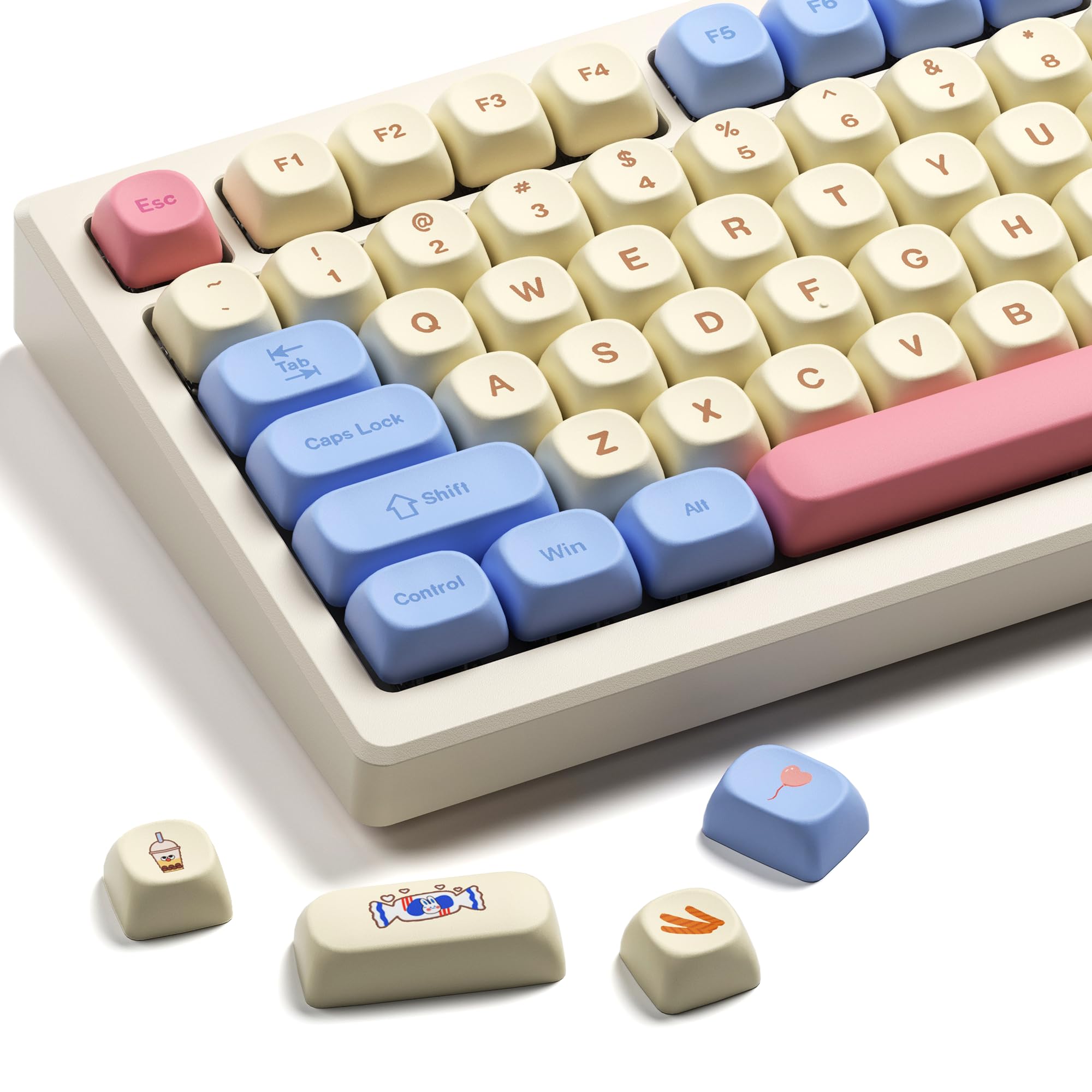 Amazon.com: PBT keycaps,MOA Profile Cute Keycaps Pink Kawaii Anime ...