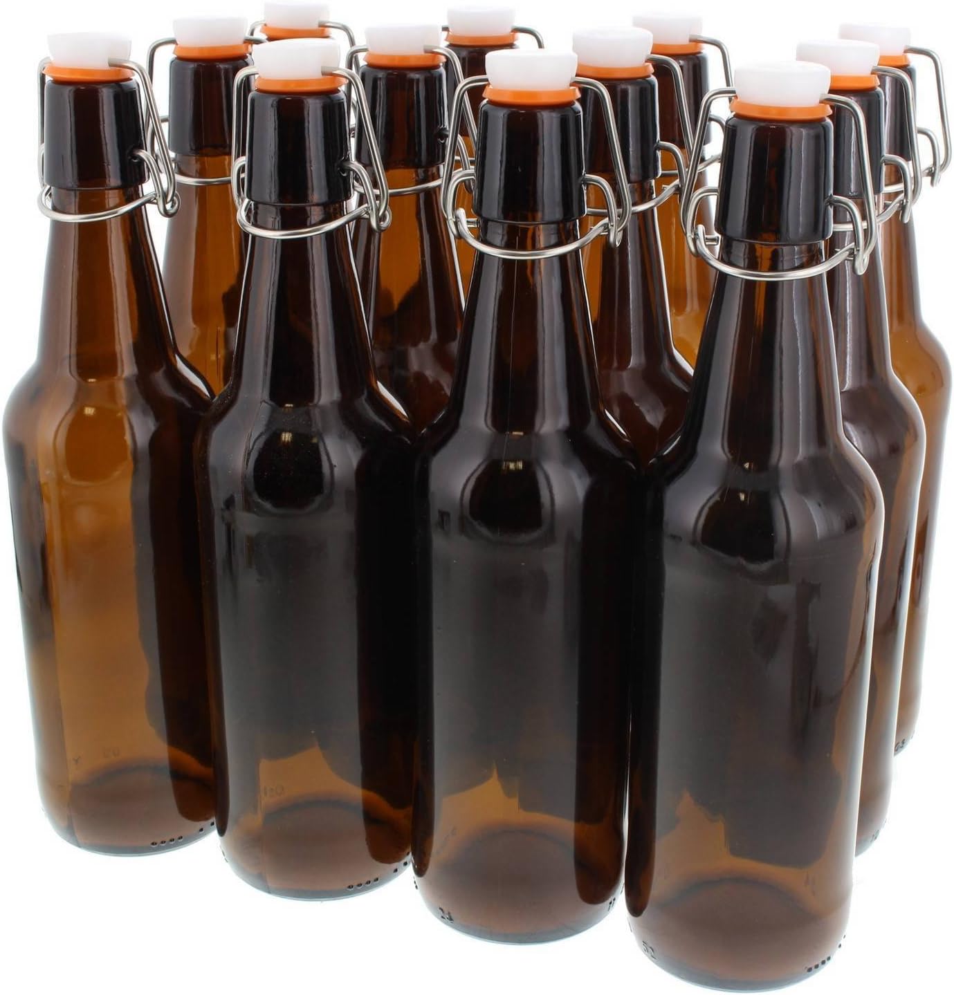 Amber Glass Flip Top Beer Bottles 500ml Box of 12 Home Brew : Amazon ...