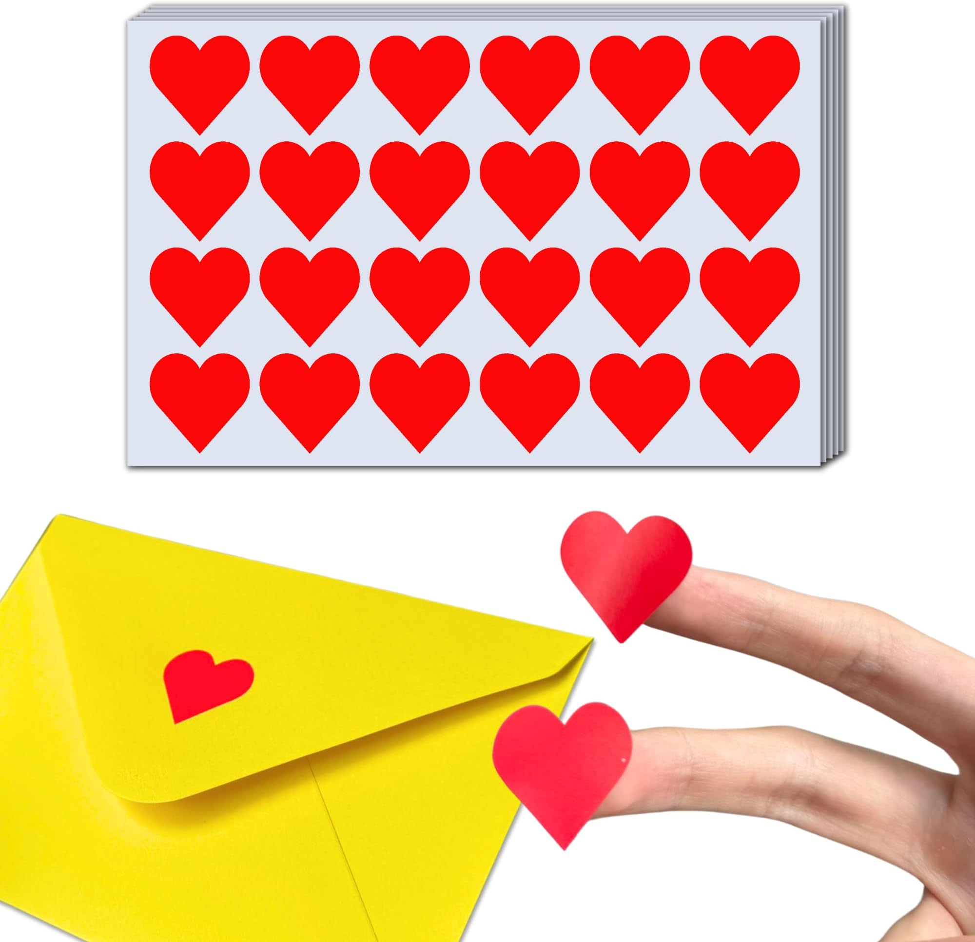Amazon.com: 600 Pieces - Red Heart Stickers Sheets, 1 inch : Office ...