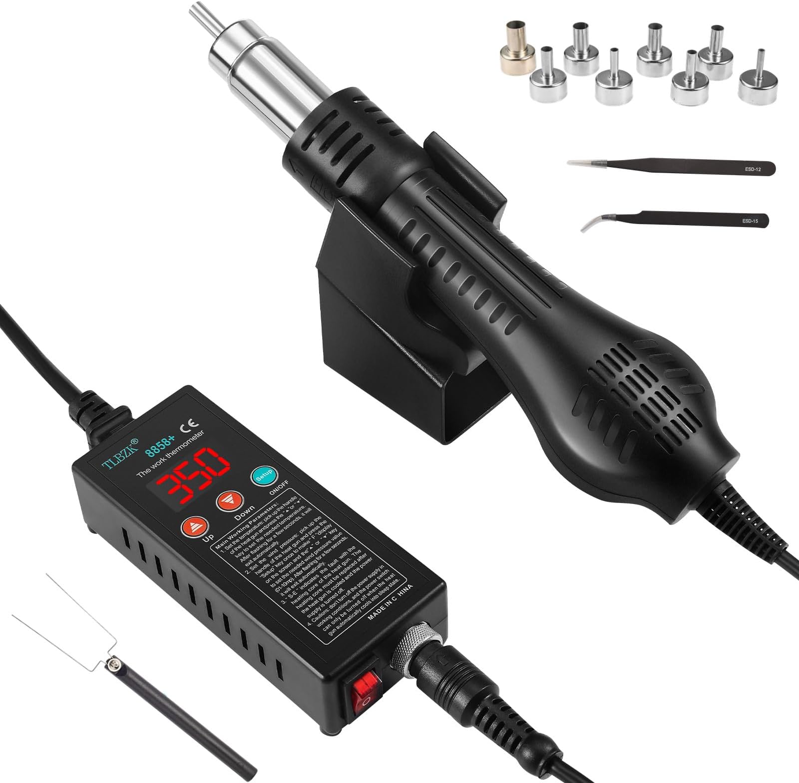 TLBZK Hot Air Soldering Station SMD Welder Rework Digital Display Heat ...