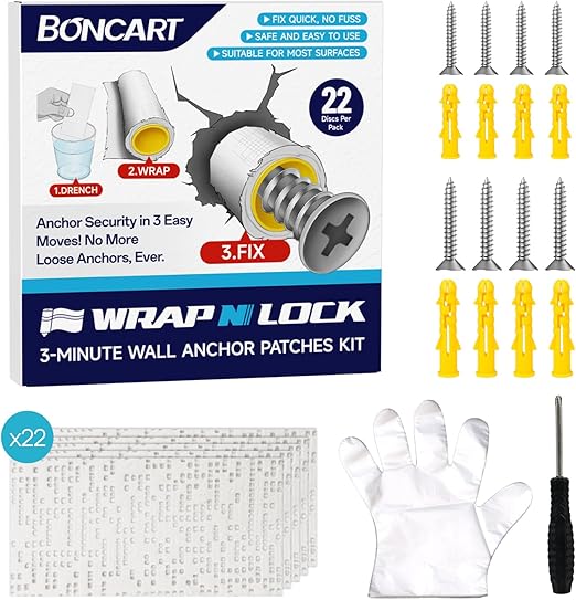WRAPNLOCK Drywall Anchor Repair Kit - Fast Loose Anchor Fix (No Fill ...
