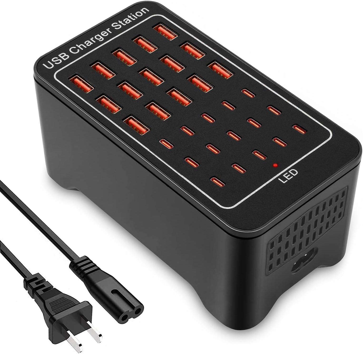 Amazon.com: USB Charging Station Block, USB C Charger Station 24-Port ...