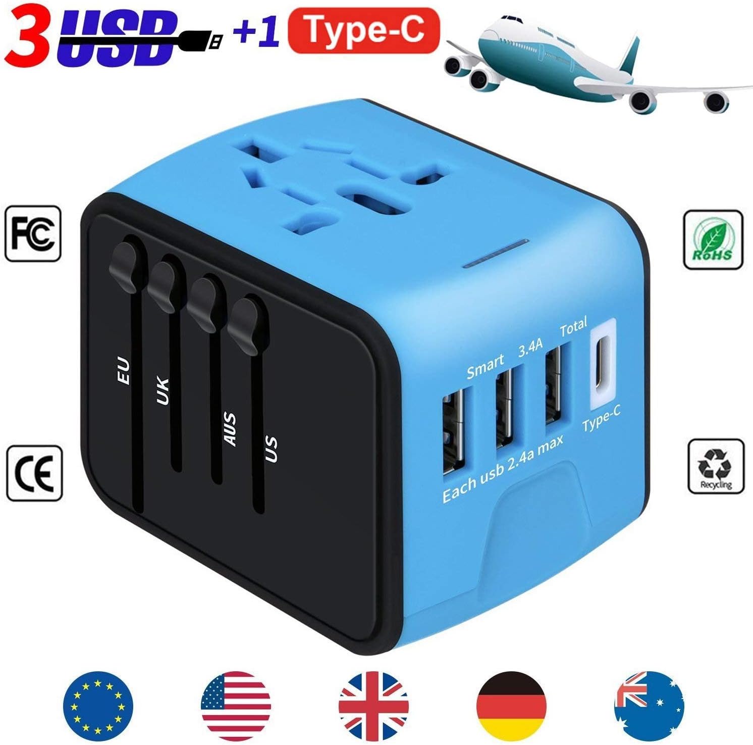 Amazon | 海外旅行充電器 YooGoal Universal Travel Adapter 変換アダプタ マルチ変換プラグ 充電用 ...
