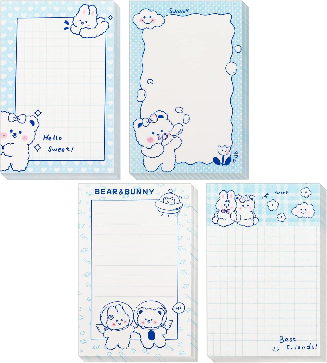Amazon.com : TIESOME Cute Sticky Notes, 5 Pack Cartoon Sticky Notes Cat ...