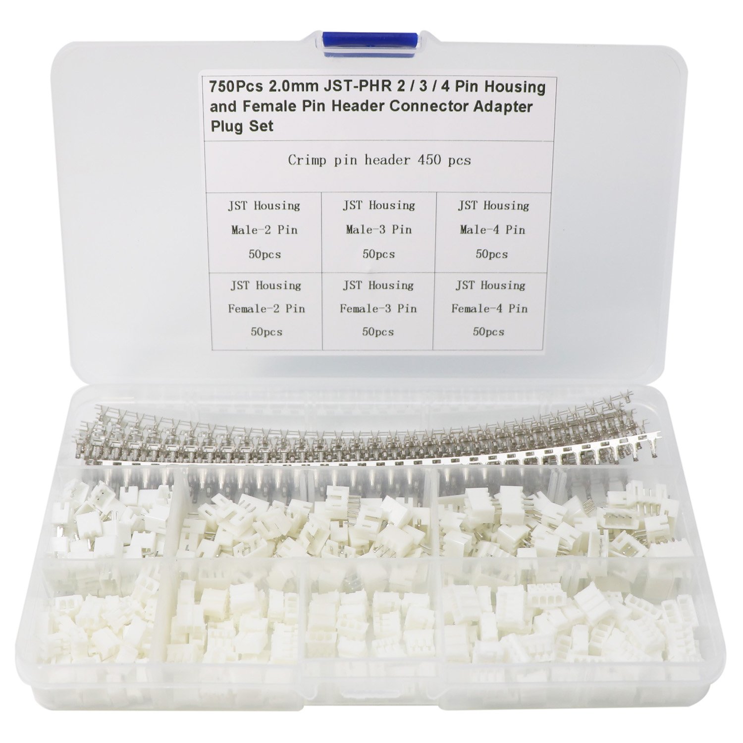 Amazon.com: Zovfam JST PH Connector Kit 2.0mm Pitch 2/3/ 4 Pin Female ...