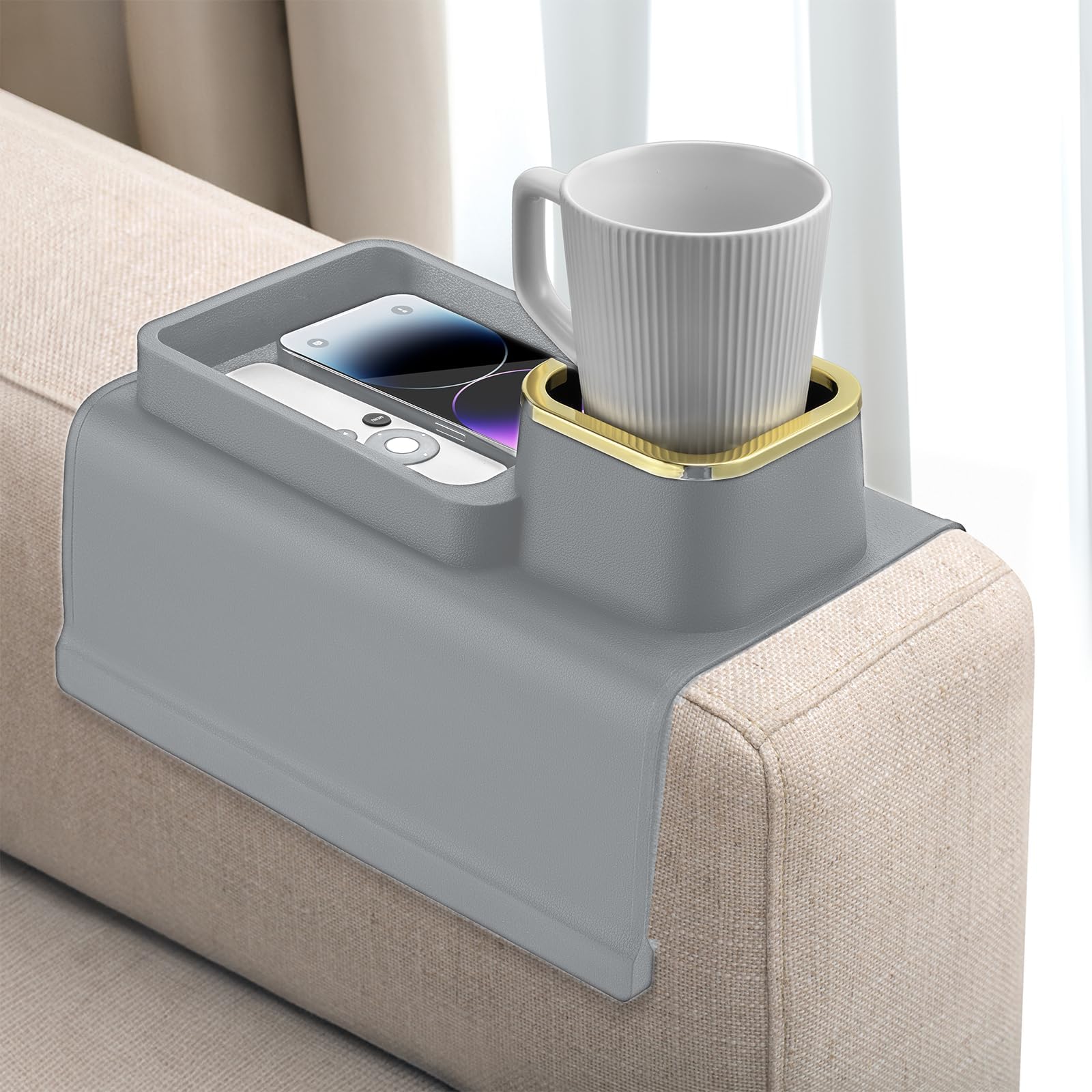 Amazon.com: CLESOO Couch Cup Holder - Anti-Slip Sofa Armrest Tray with ...