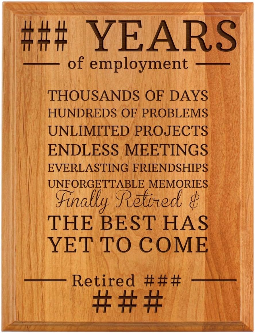 Amazon.com: Personalized Retirement Plaque Custom Name & Years The Best ...