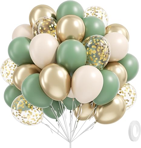 Amazon.com: Sage green Balloons, 60pcs 12inch Sage green Sand White ...