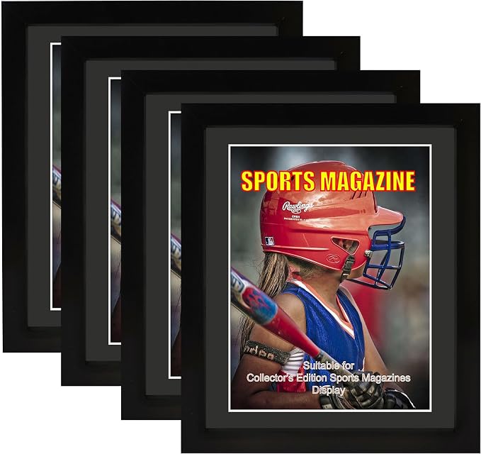 Amazon.com: SparklyHome 4 Packs Sports Magazin Frames with Black Mat, 8 ...