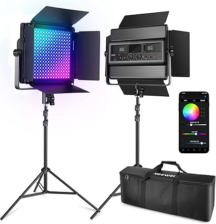 Amazon.com : NEEWER 2 Pack RGB1200 LED Video Light with APP/2.4G ...