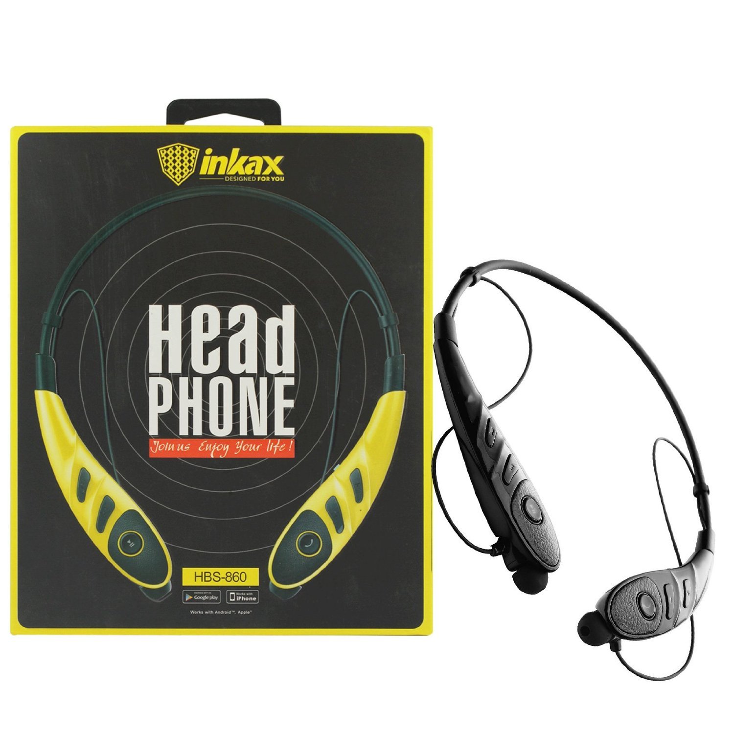 Neck Stereo Headset, Inkax Wireless Bluetooth HBS-860 Sport Stereo ...