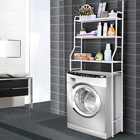 Amazon.com: BAOYOUNI 2-Tier Laundry Room Shelf Over Washing Machine ...