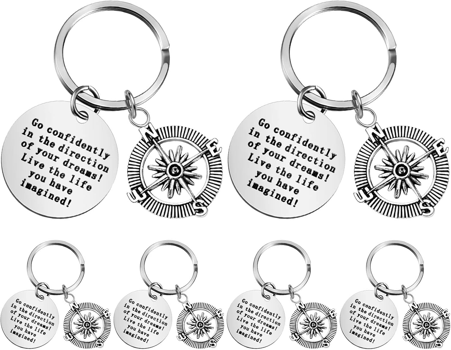 Junkin 6 Pcs Inspirational Quotes Keychains Gifts Bulk Compass Go ...
