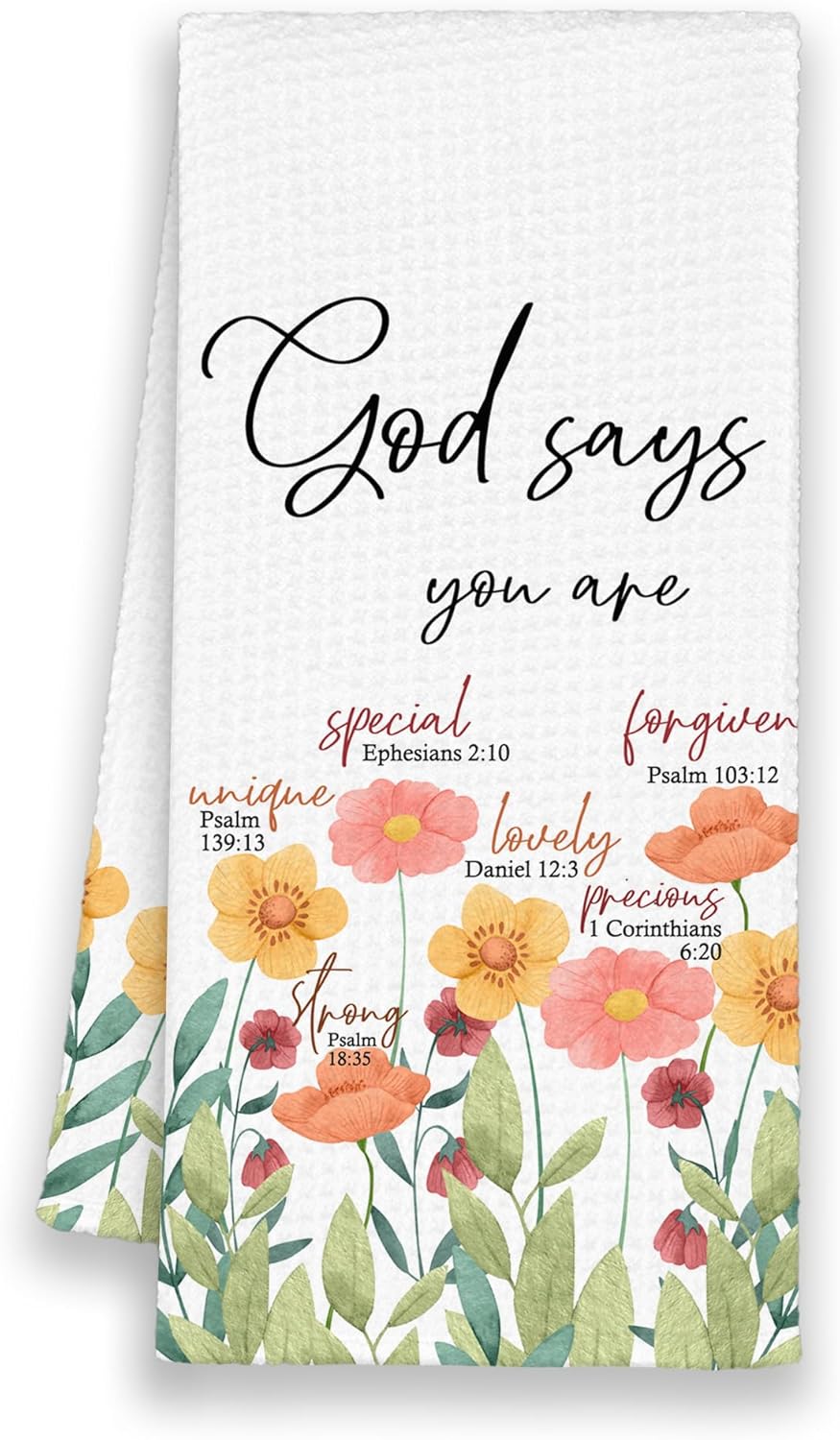 Amazon.com: Xmsaitar Christian Floral Kitchen Towels, Bible Verse ...