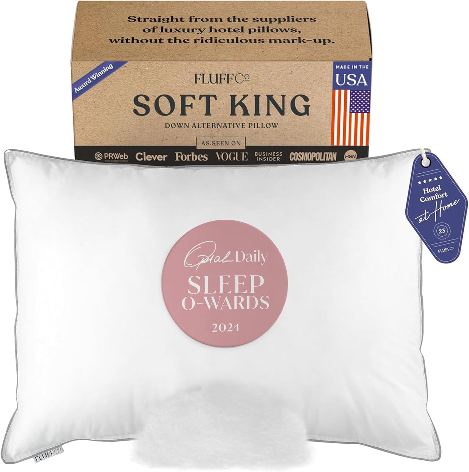 Amazon.com: FluffCo Zen Fluff Pillows - Down Alternative - King Bed ...