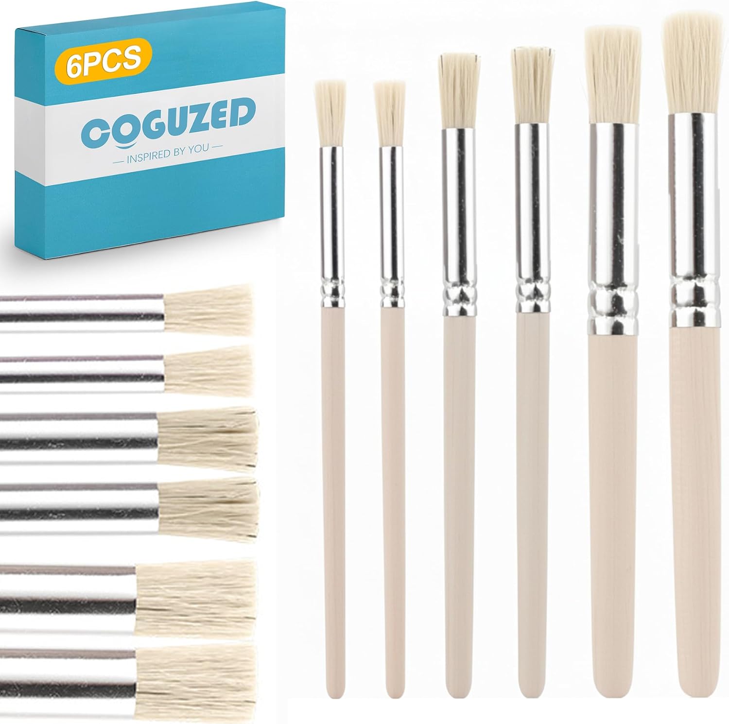 Amazon.com: CoguZed 6-Piece Stencil Paint Brush Set – Natural Hog ...