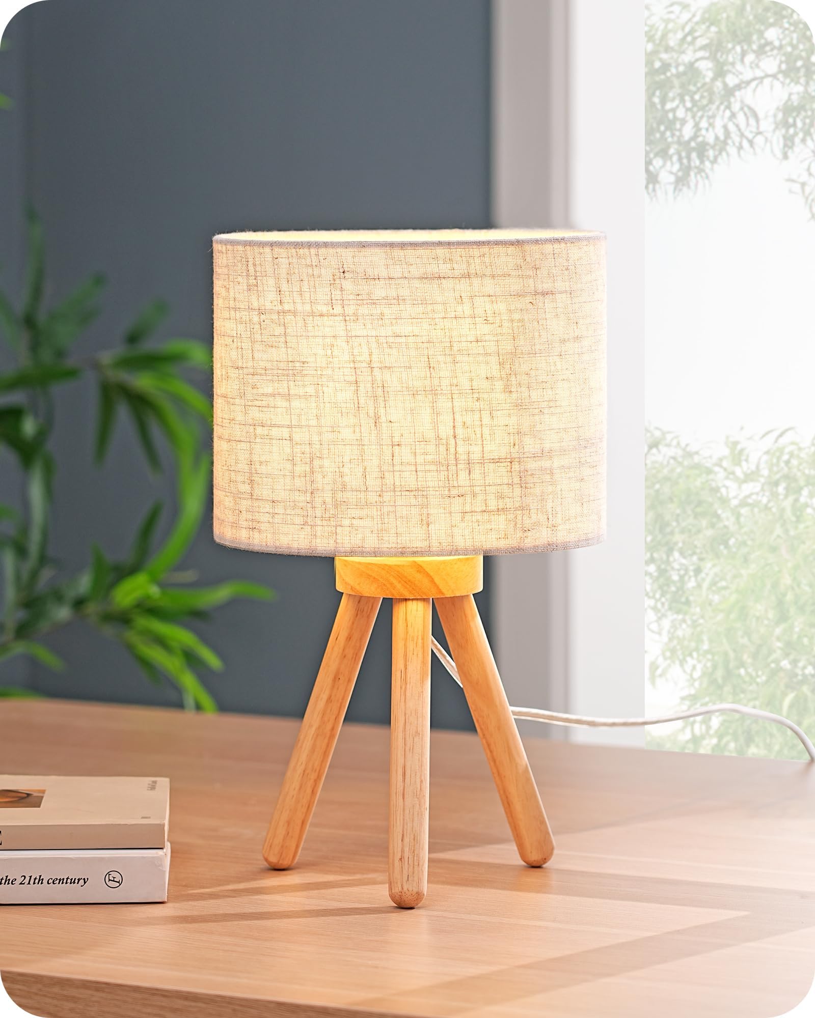 Nachttischlampe Holz Vintage
