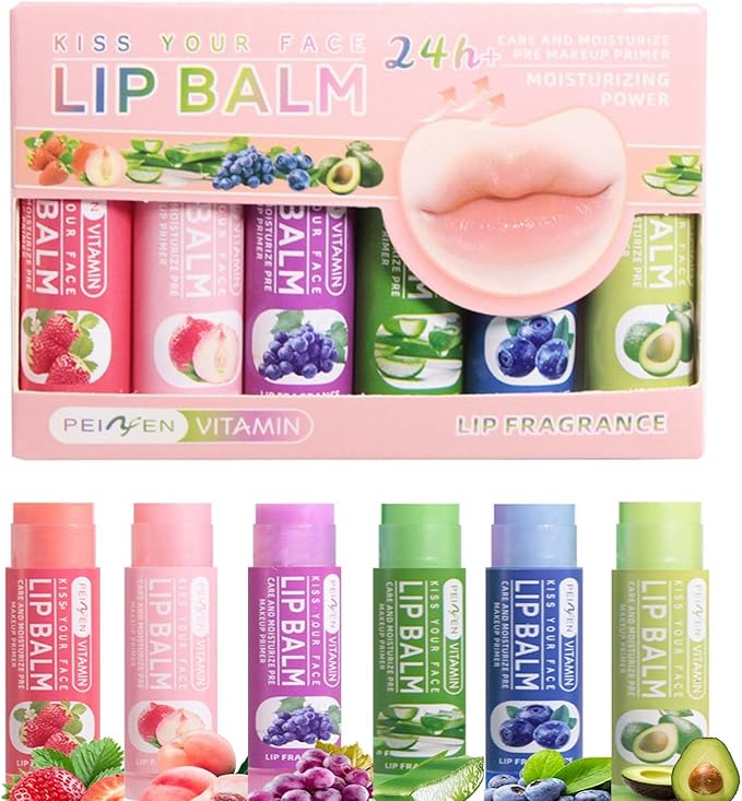 6pcs Lip Balm Set - Fruit Lip Balm Multipack - Moisturizing Soft Lips ...