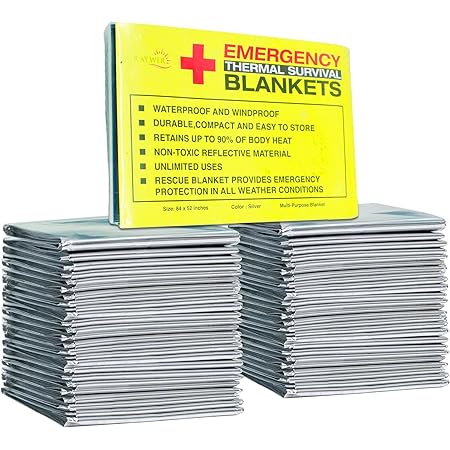 Amazon.com: Rawyer (50 Pack) Emergency Thermal Survival Blankets, Mylar ...