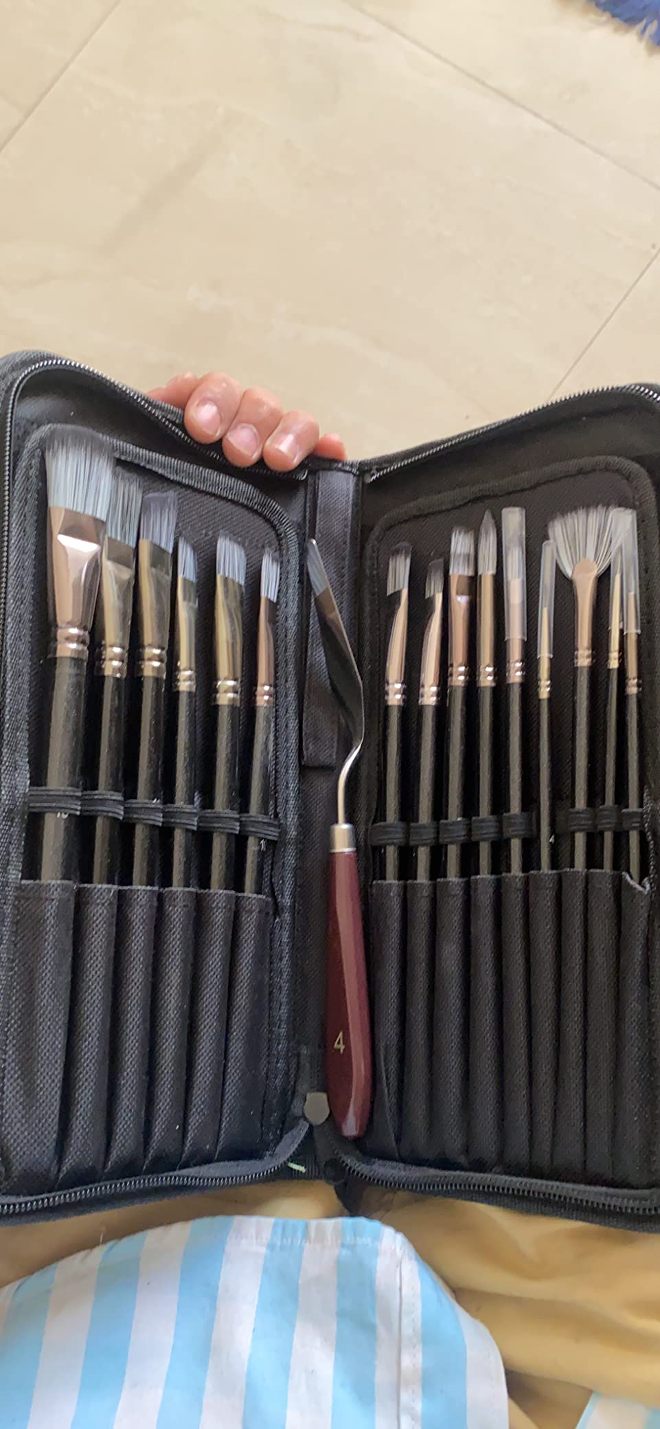 DUGATO Artist Paint Brush Set 15pcs Includes Pop-up Carrying Case with ...