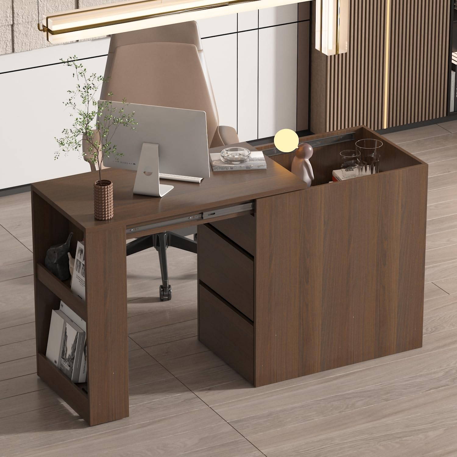 Amazon.com: WOODTIME 2-in-1 Extendable Home Office Computer Desk with ...