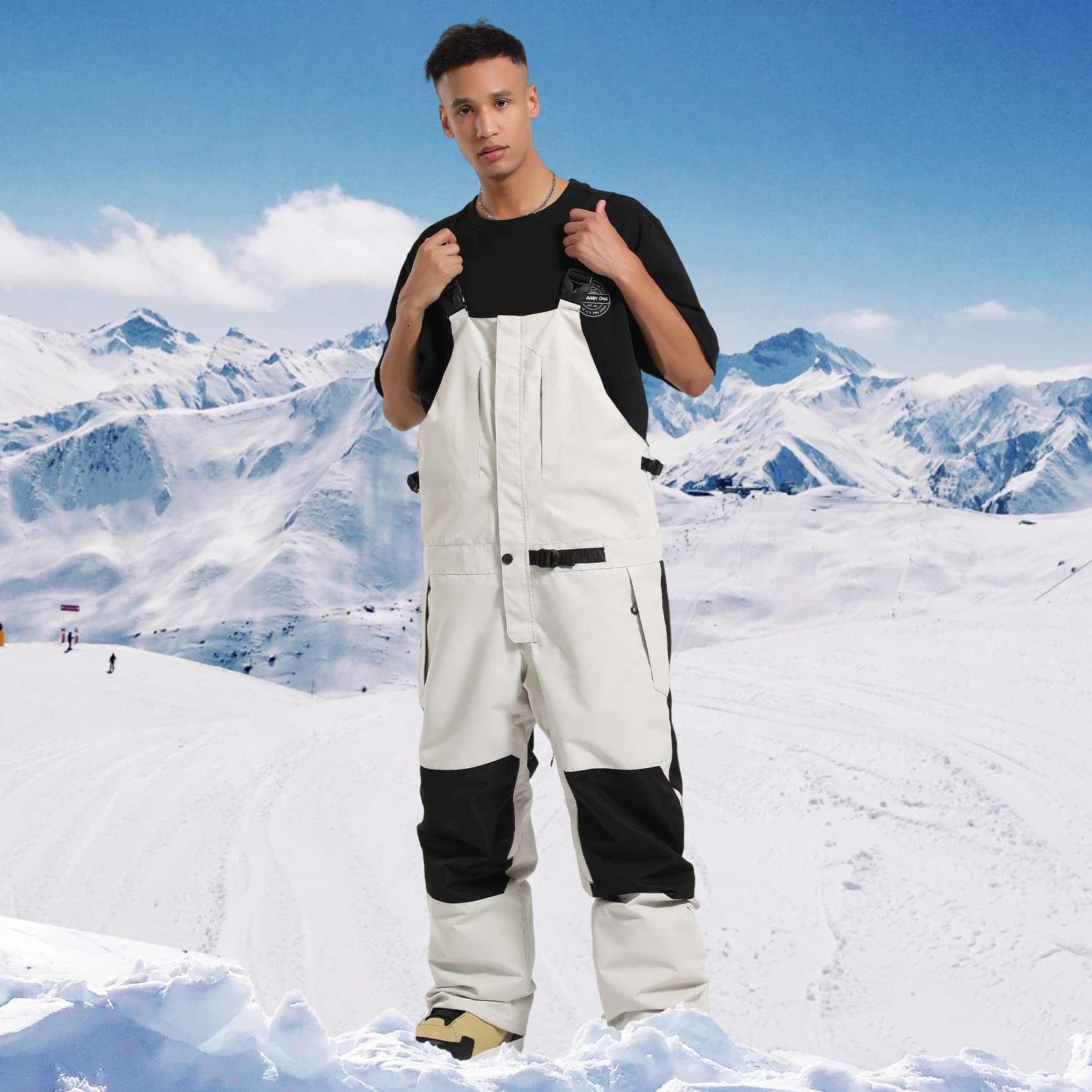 HIEEKDER Men's Ski Bib Insulated Waterproof Snow Pants Bibs Breathable ...