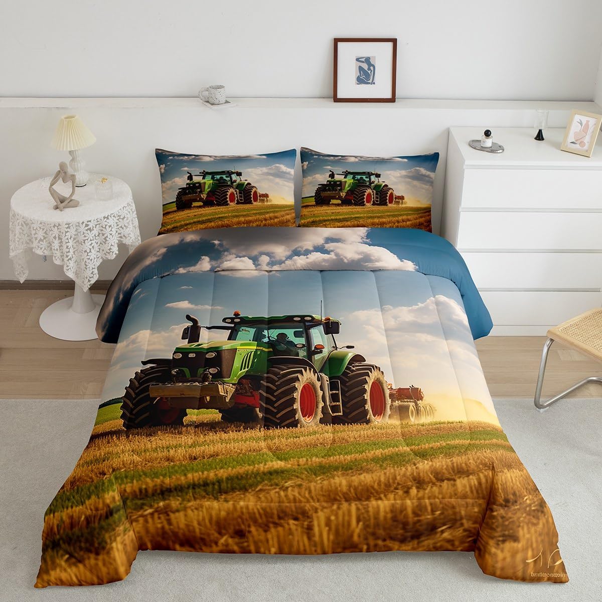 Amazon.com: Feelyou Tractor Bedding Set Farm Equipment Trucks Comforter ...