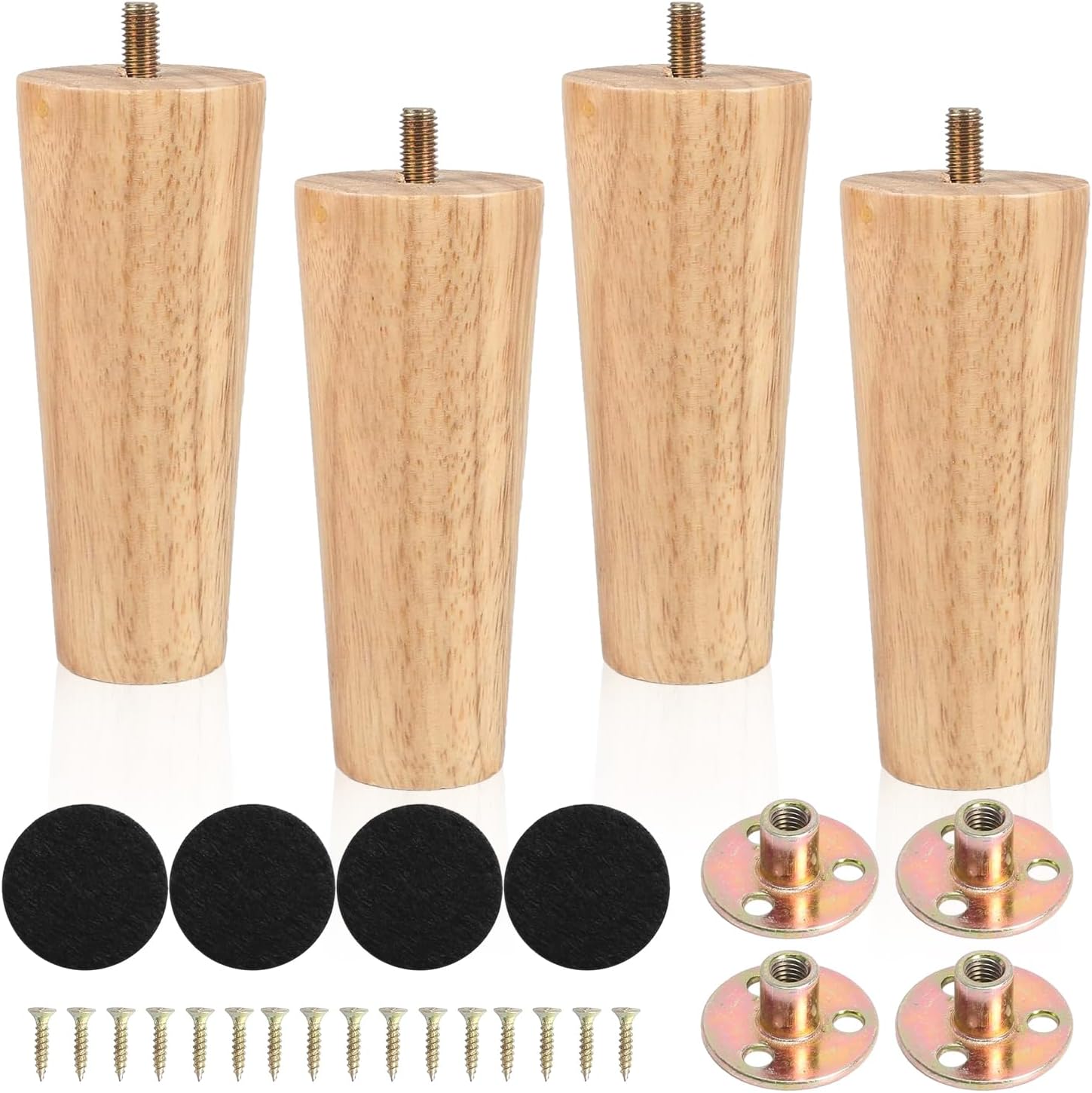 SWoob Wooden Furniture Legs Set of 4 Sofa Legs 15cm/6inch Solid Wood ...