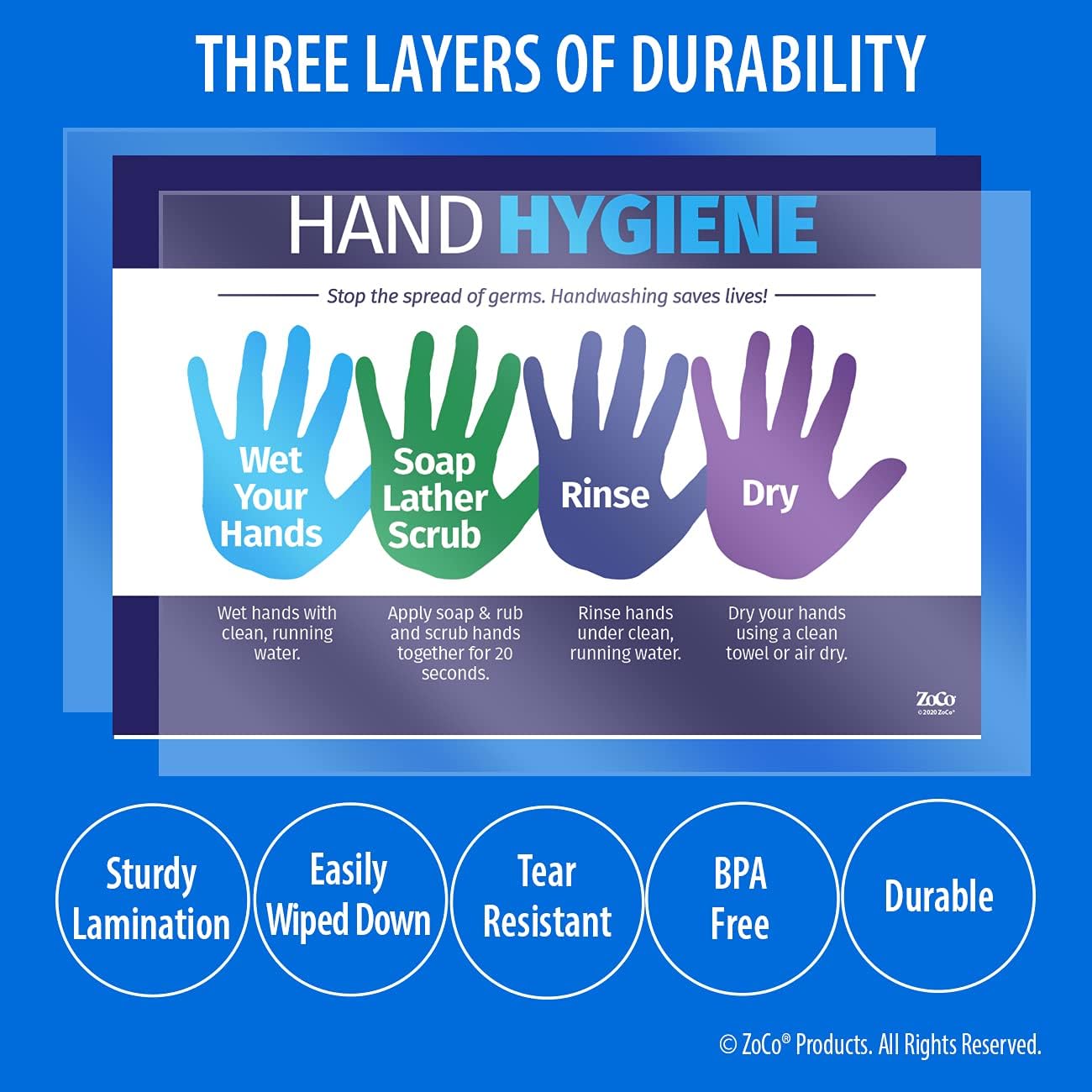 ZOCO – Póster de higiene de manos – Laminado, 12 x 18 pulgadas – Niños ...